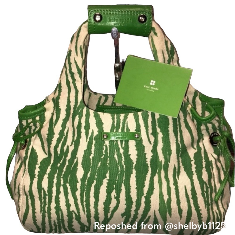 Kate Spade Euc Rare Vintage Green And Cream Zebra Str… - Gem